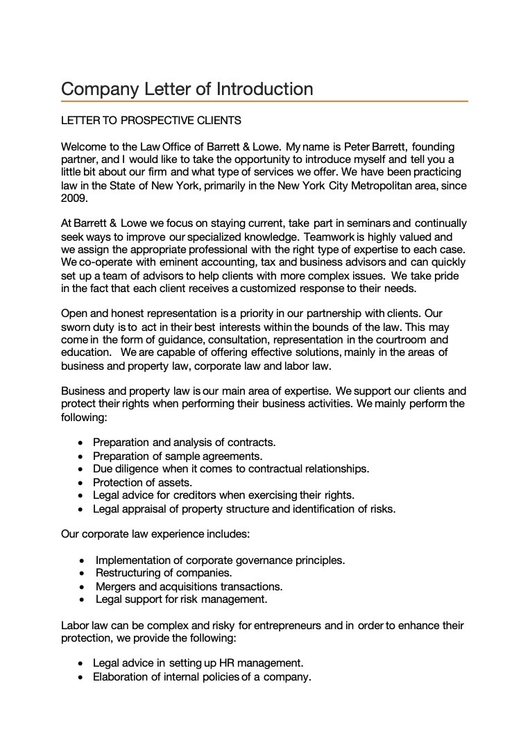 Templates for Letter Of Introduction - Talentlyst