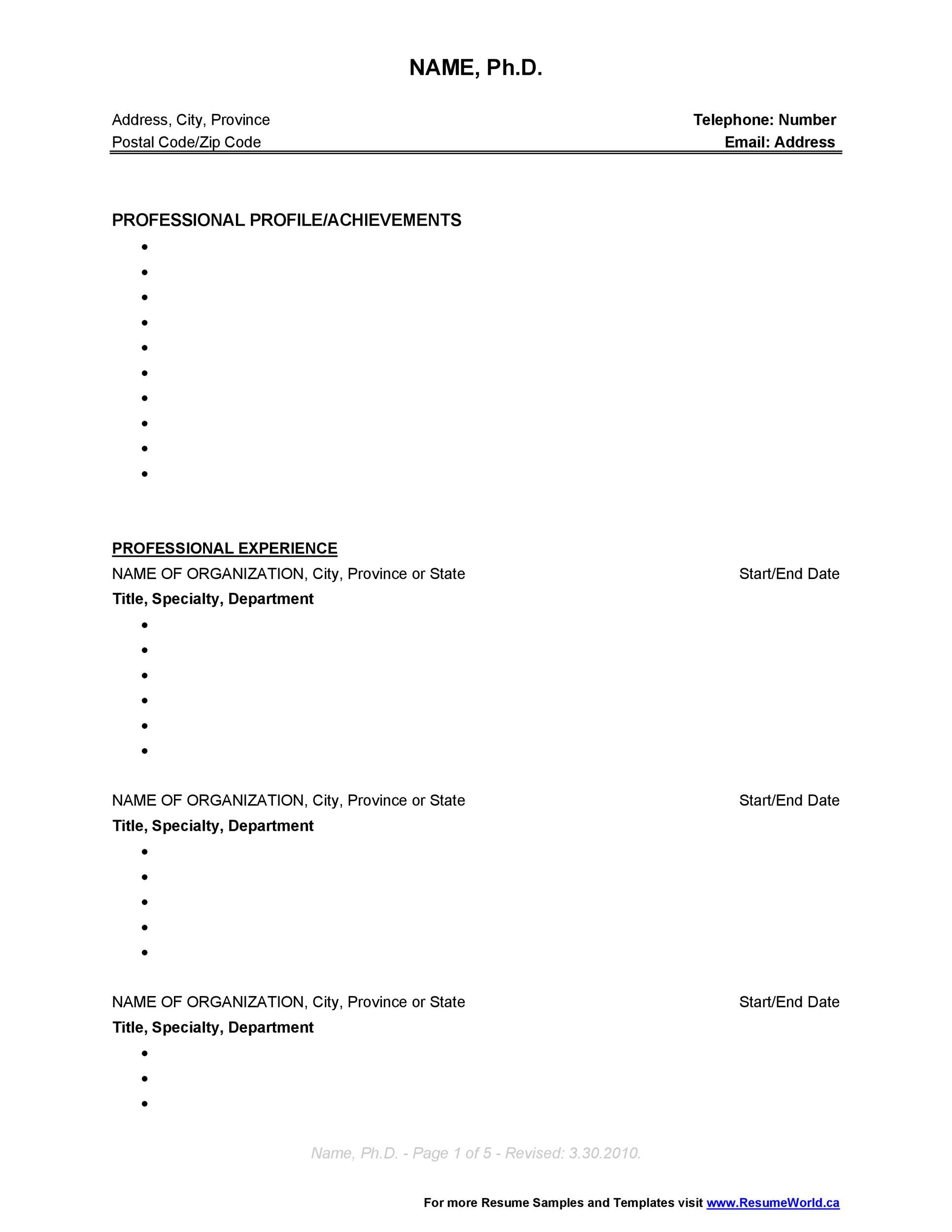 Abbreviated Curriculum Vitae (CV) - Talentlyst