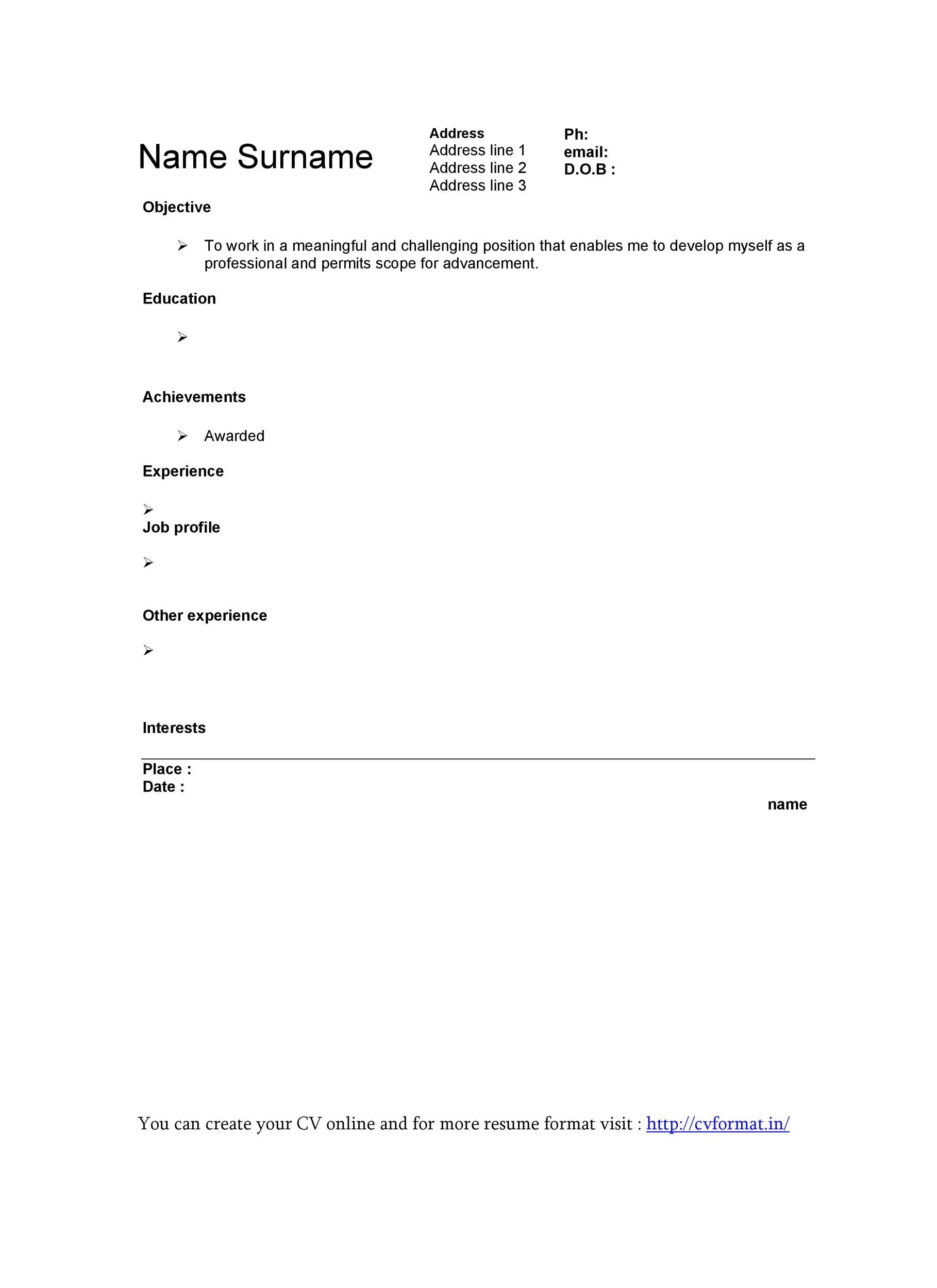 Abbreviated Curriculum Vitae (CV) - Talentlyst