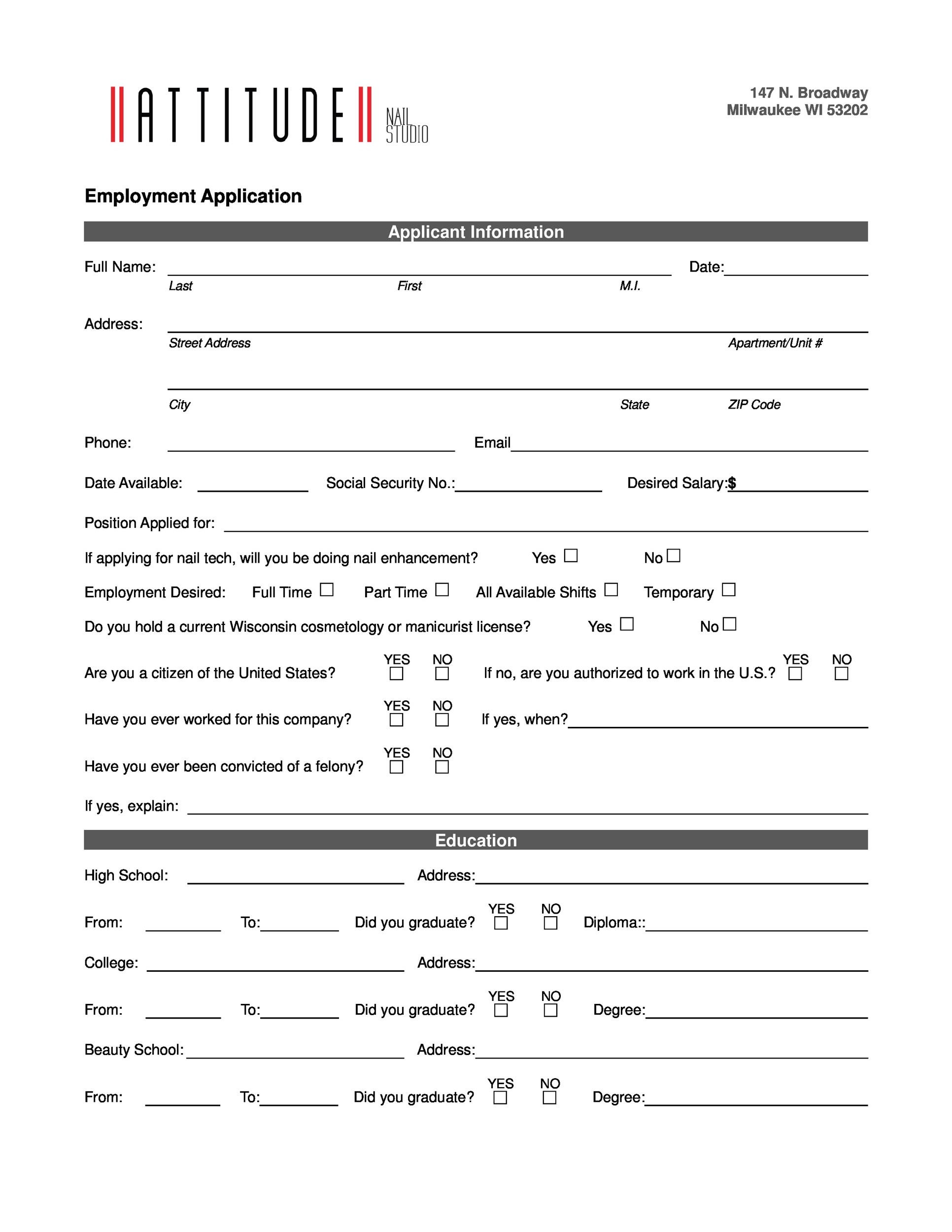Blue Employment Application Form - Talentlyst