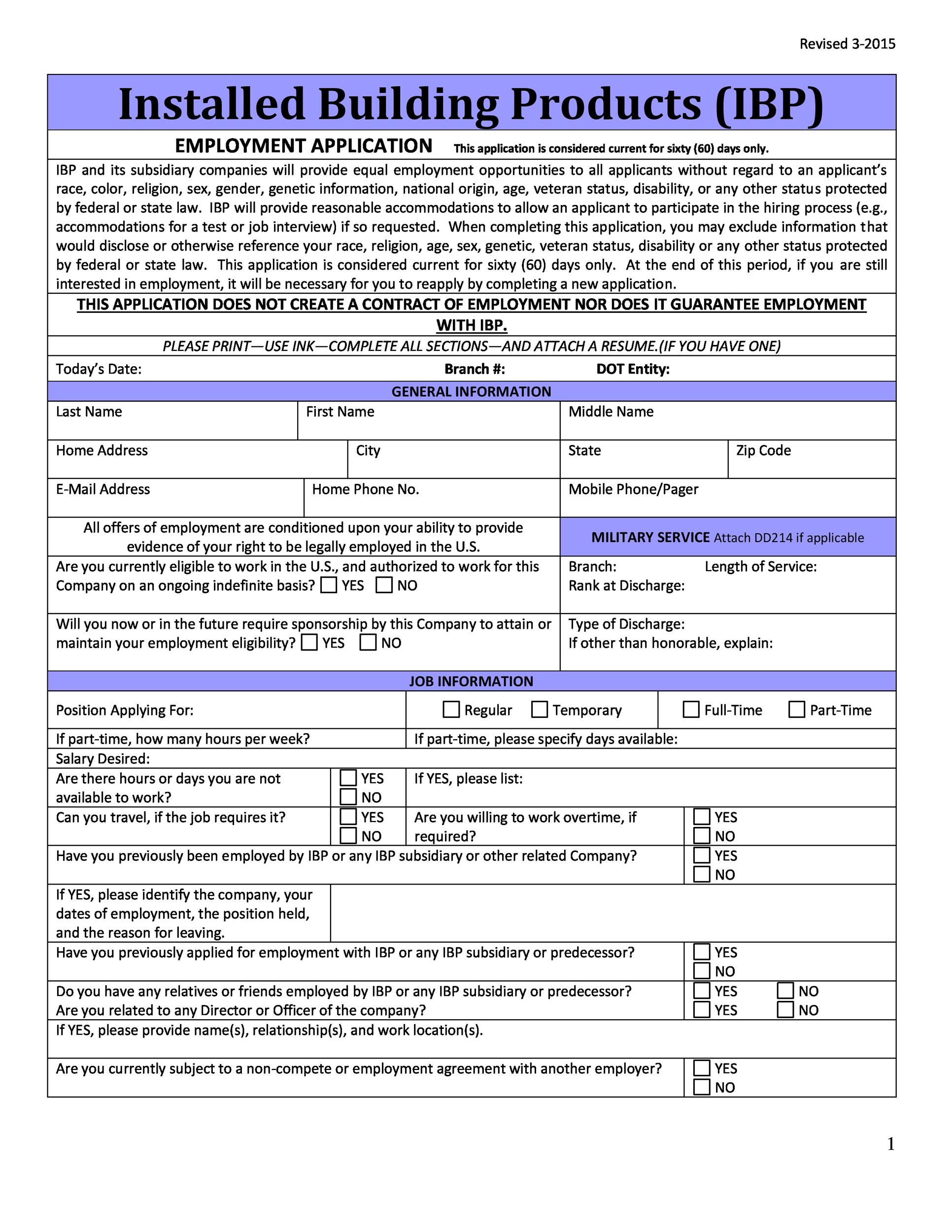 Templates for Employment Application Form - Talentlyst