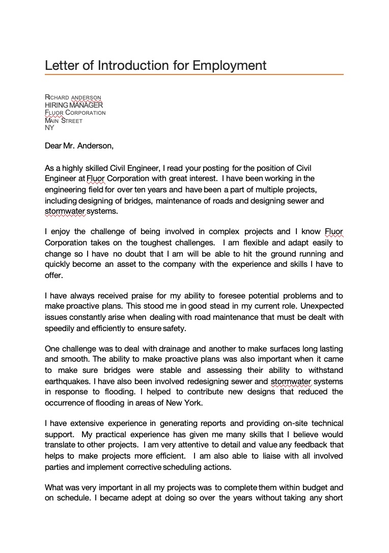 Letter of Introduction for Employment - Talentlyst